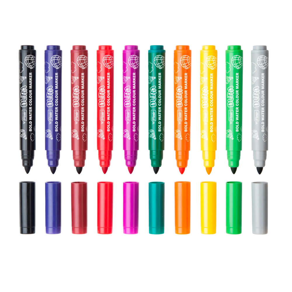 Flair Creative Dura-Bold Water Colour Marker – 10 Colours – Durgashop.in